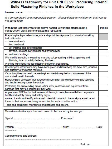 NVQ Level 2 Plastering Assessment - Fast Track - CSCS Card